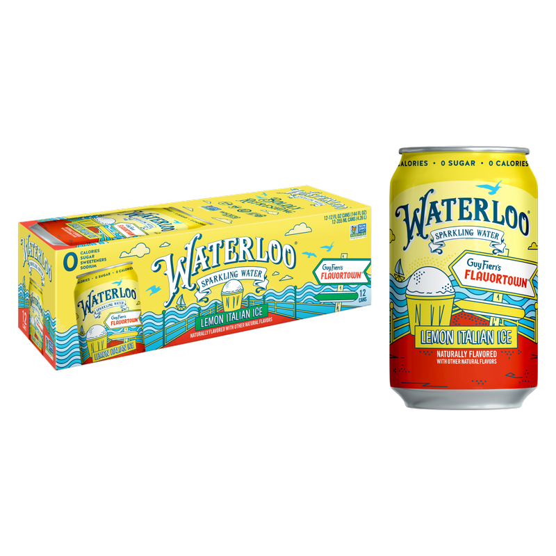 Waterloo Lemon Italian Ice Sparkling Water 12pk 12oz Can - Waterloo ...