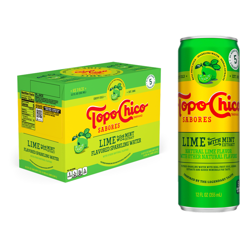 Topo Chico Sabores Lime with Mint Extract Flavored Sparkling Water 8pk ...
