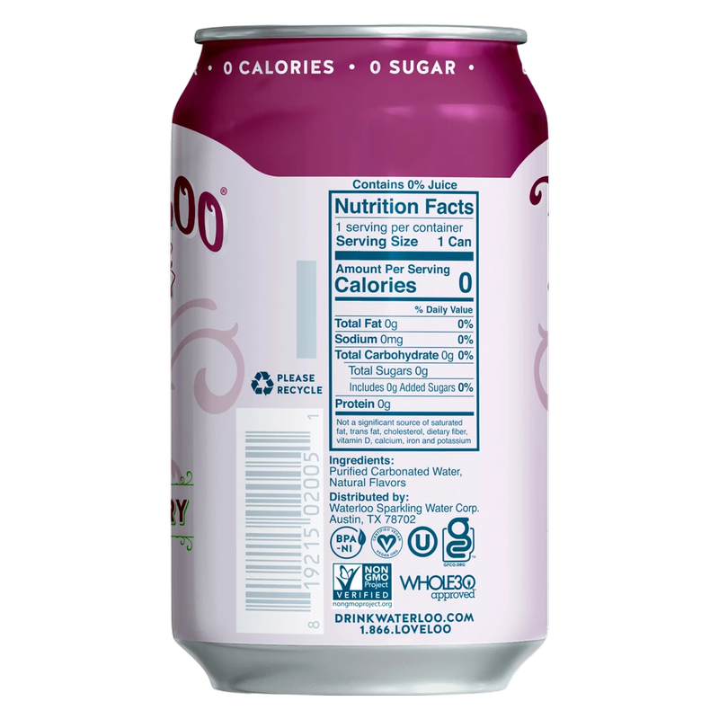 Waterloo Black Cherry Sparkling Water 12oz Can - Waterloo – BevMo!