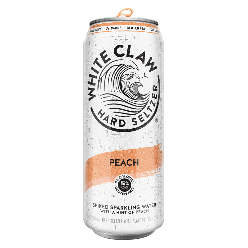 White Claw Peach Single 19.2oz Can 5% ABV - White Claw – BevMo!