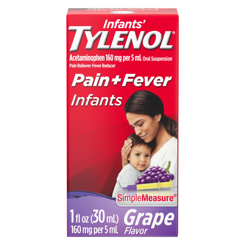 Tylenol Infant's Pain Reliever & Fever Reducer Grape Liquid 1oz ...