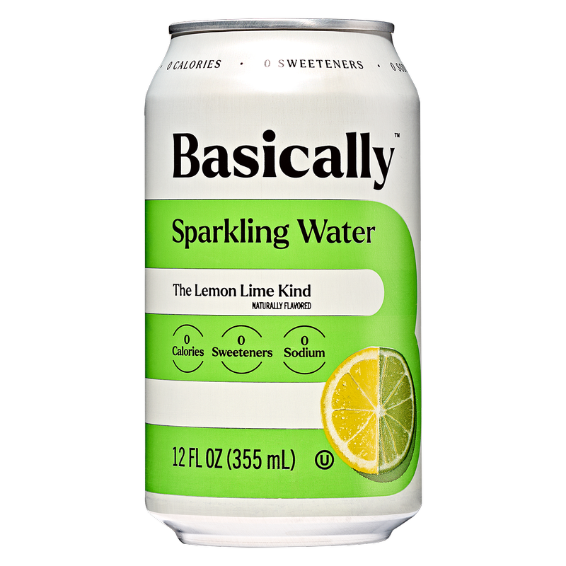 Basically Lemon Lime Sparkling Water 8pk 12oz Cans - Basically – BevMo!