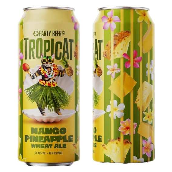 Party Beer Tropicat Wheat Ale 4pk 16oz Can 5% ABV - Party Beer Co – BevMo!