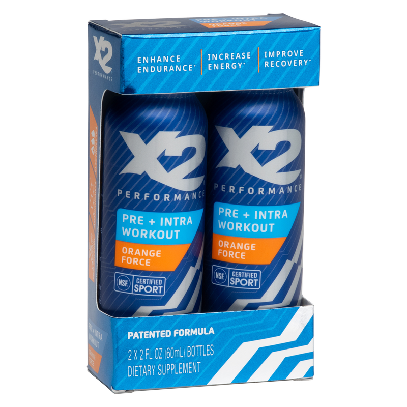 X2 Orange Pre-Workout Shot 60mL 2pk - X2 Endurance Supplements – BevMo!