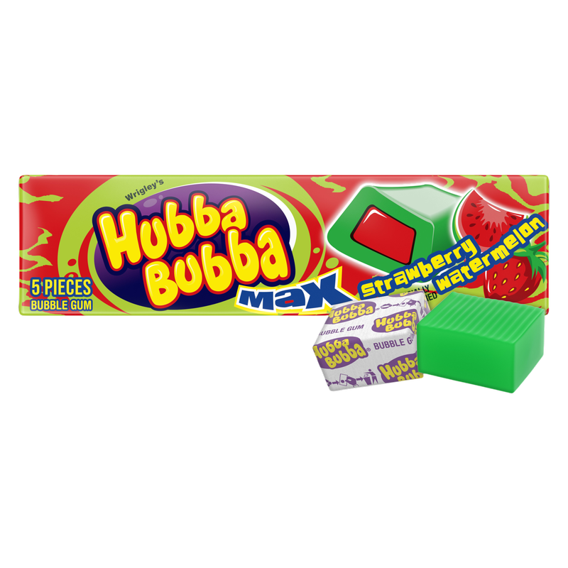 HUBBA BUBBA Max Strawberry Watermelon Bubble Gum, 5 Piece Pack - Hubba ...