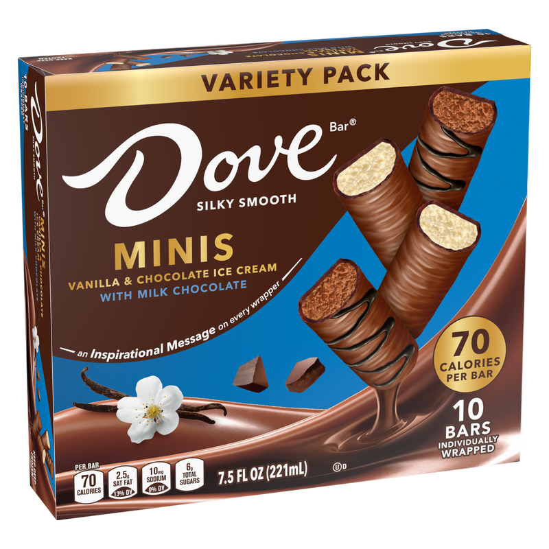 Dove Minis Vanilla & Milk Chocolate Ice Cream Bars, 10ct - Dove ...