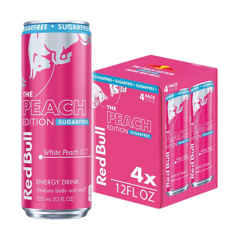 Red Bull Sugar Free Peach Edition White Peach Energy Drink 4pk 12oz Can ...