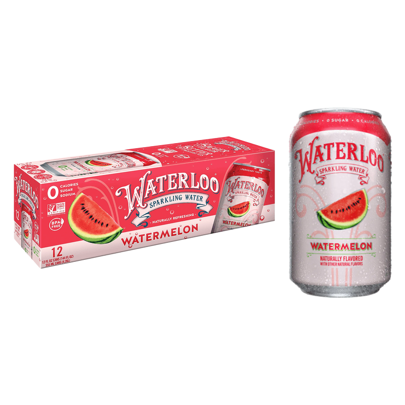 Waterloo Watermelon Sparkling Water 12pk 12oz Can - Waterloo – BevMo!
