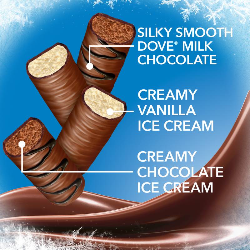 DOVE Vanilla & Chocolate Ice Cream Mini Milk Chocolate Ice Cream Bars ...