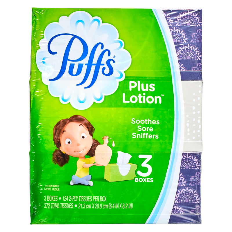Puffs Plus Unscented Lotion Facial Tissue Box 3pk - Puffs – BevMo!