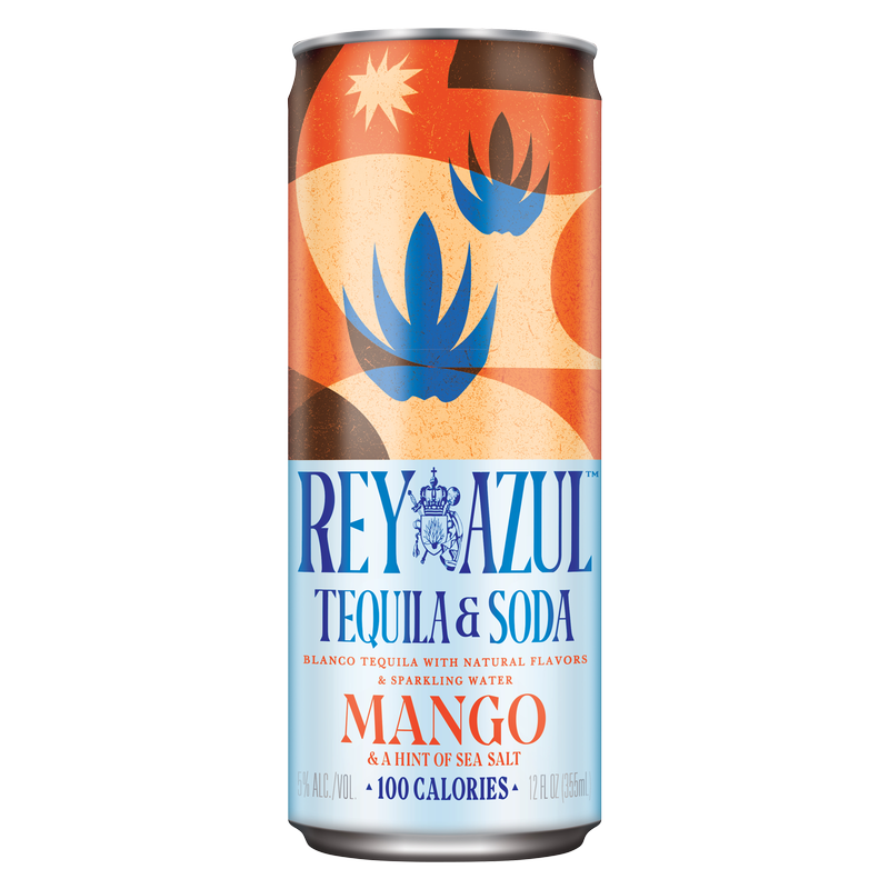 Rey Azul Tequila & Soda Mango & a Hint of Sea Salt 12oz Can 5% ABV ...