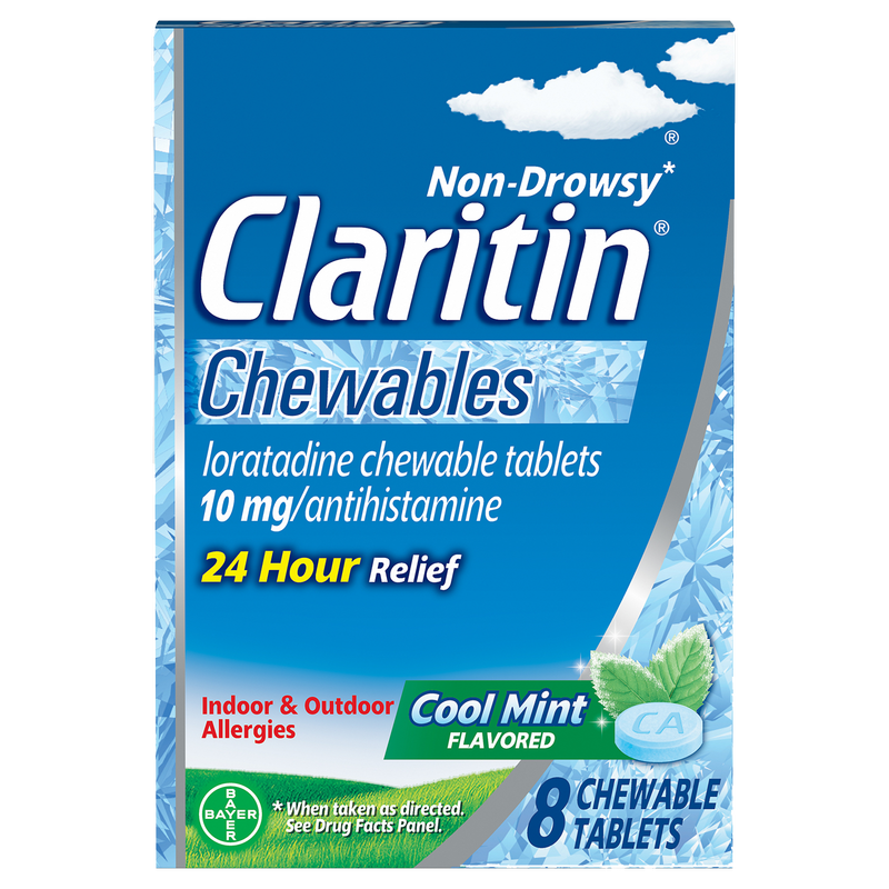 Claritin 24-Hour Non-Drowsy Allergy Chewable Cool Mint Tablets 8ct ...