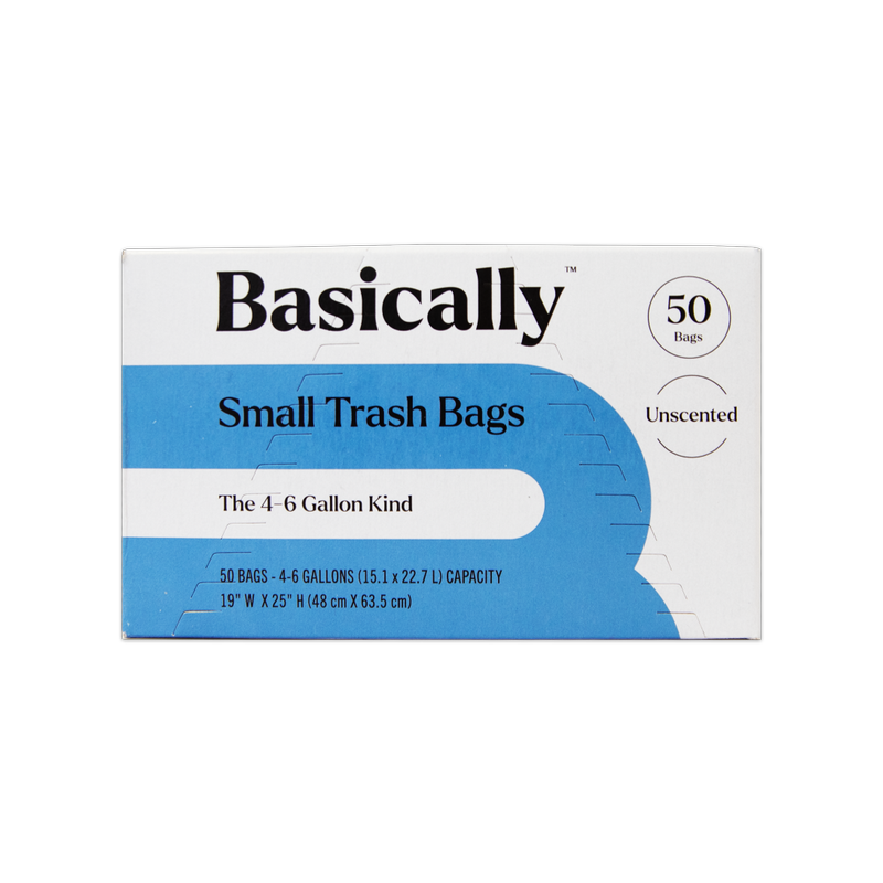 Basically Bathroom Trash Bags, 50ct (4-6 Gallon) - Basically – BevMo!