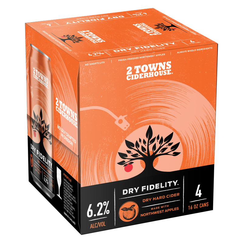 2 Towns Dry Fidelity Hard Cider 4pk 16oz Can - 2 Towns – BevMo!