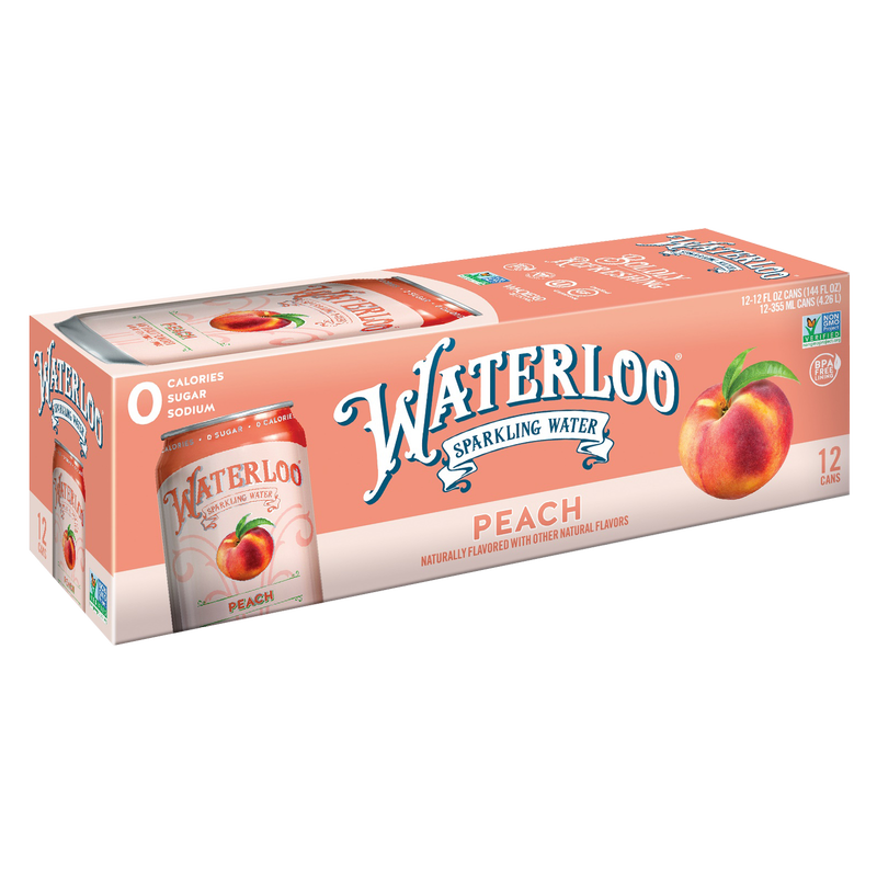 Waterloo 12pk Sparkling Peach Water 12oz Can - Waterloo – BevMo!