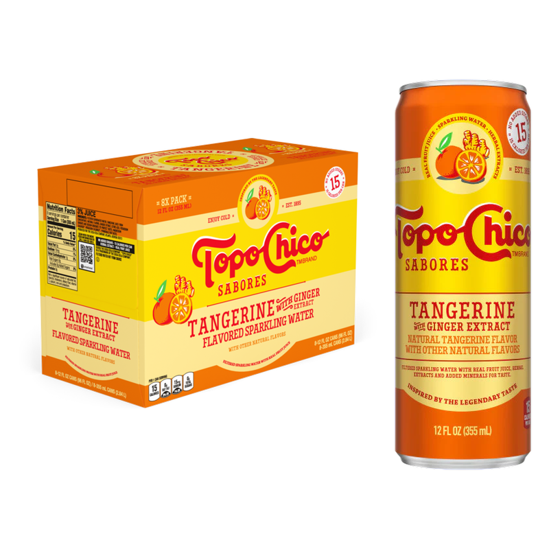 Topo Chico Sabores Tangerine with Ginger Extract Flavored Sparkling ...