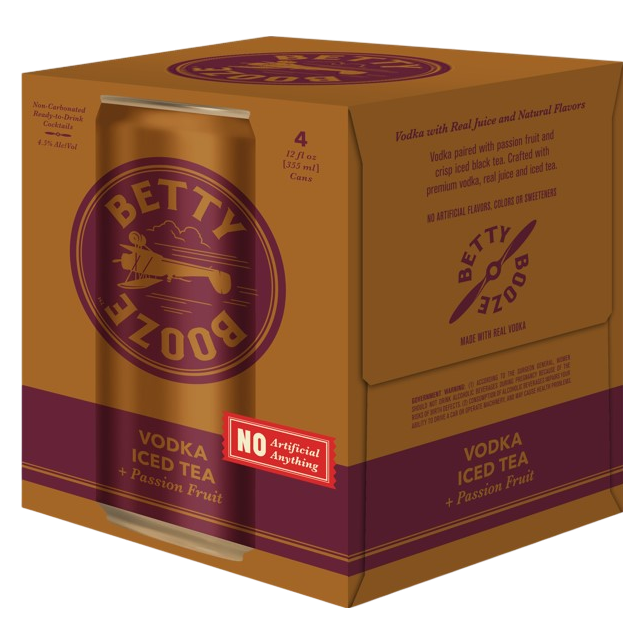 Betty Booze Vodka Iced Tea + Passion Fruit 4pk 355ml Can - Betty Booze ...