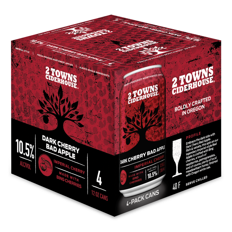 2 Towns Dark Cherry Bad Apple 4pk 12oz Can 10.5% ABV - 2 Towns – BevMo!