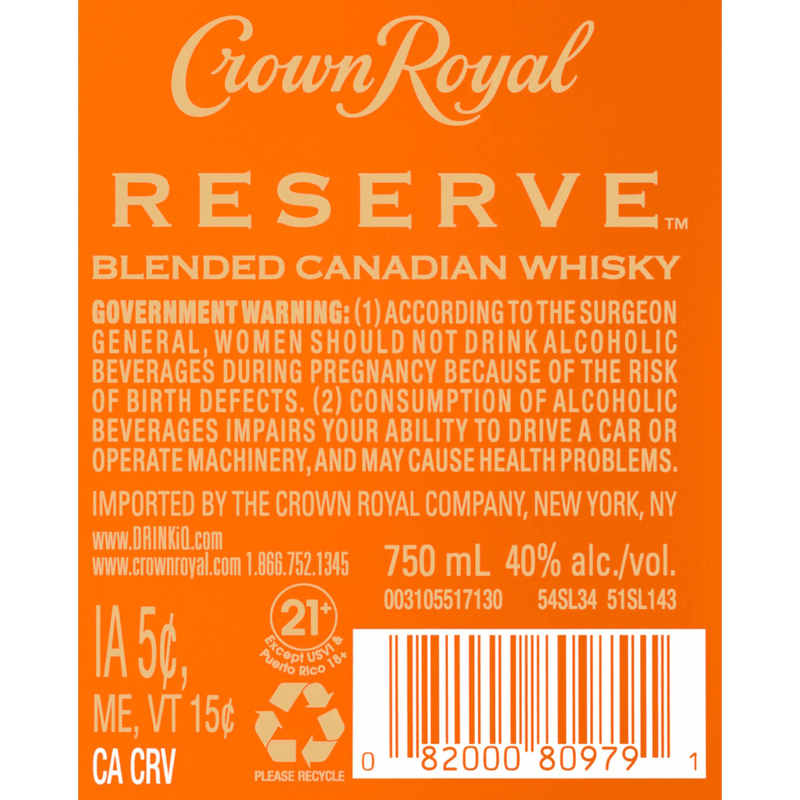 Crown Royal 12 Year Reserve 750ml Bottle – BevMo!