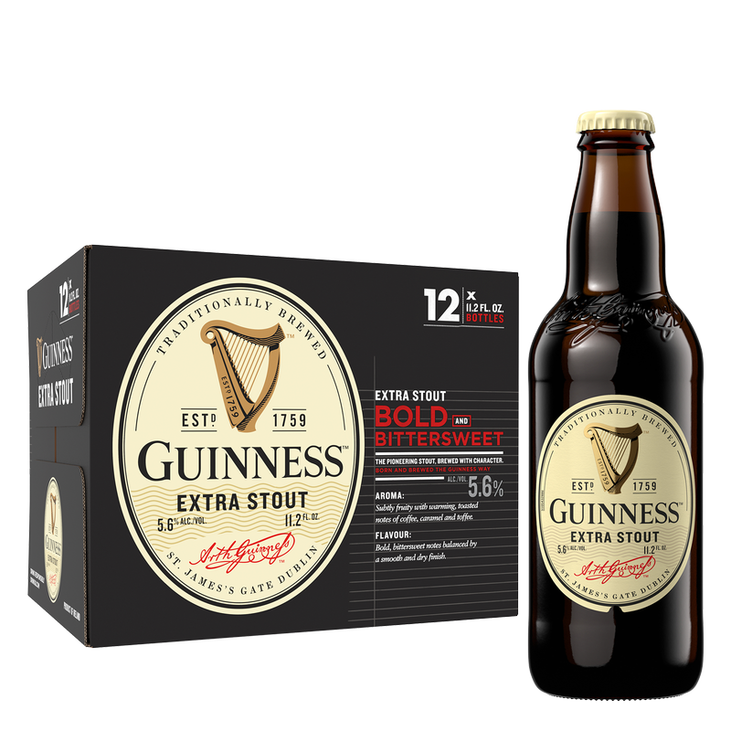 Guinness Extra Stout 12pk 11.2oz Btls 5.6% ABV - Guinness – BevMo!