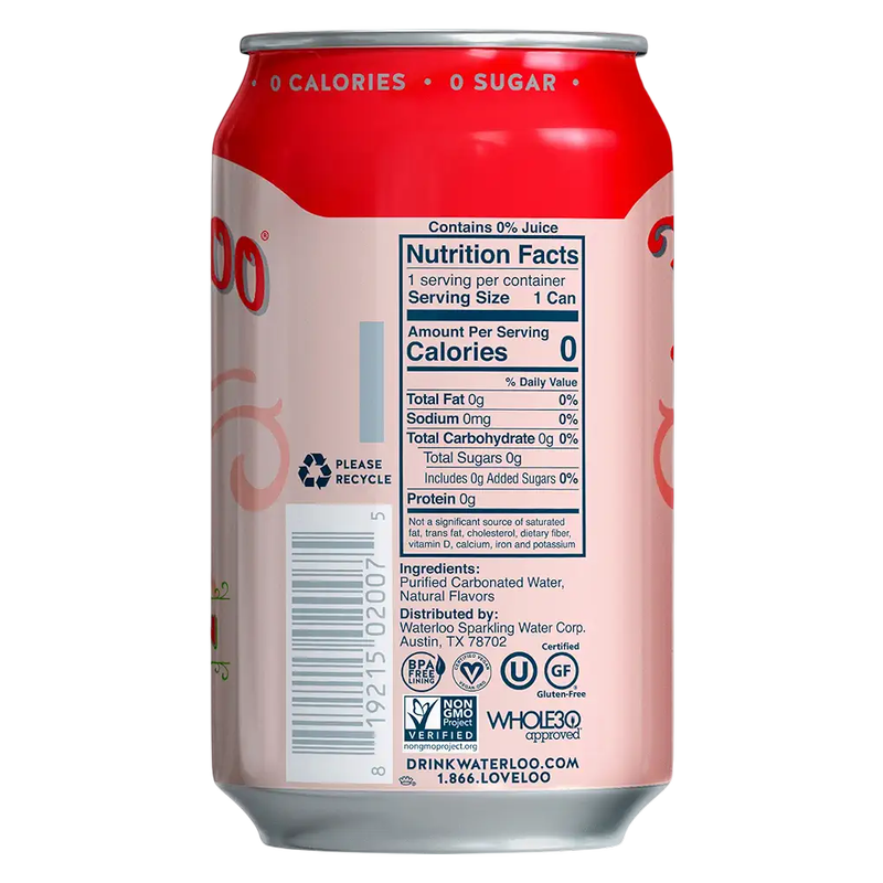 Waterloo Watermelon Sparkling Water 12pk 12oz Can - Waterloo – BevMo!