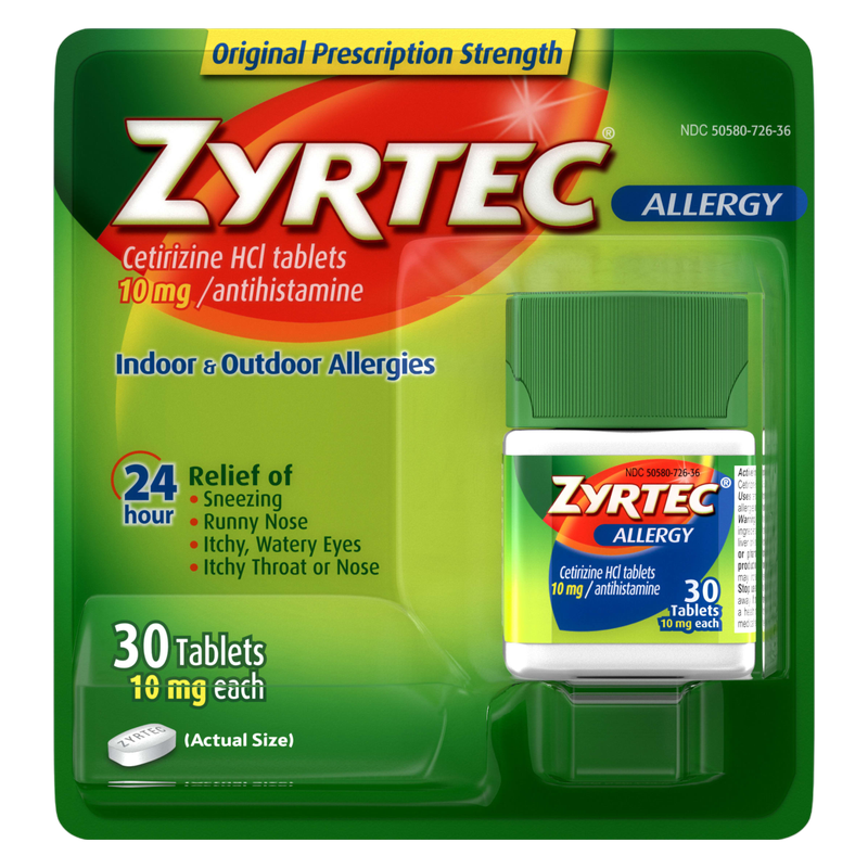 Zyrtec 24-Hour Allergy Relief Tablets 30ct - Zyrtec – BevMo!