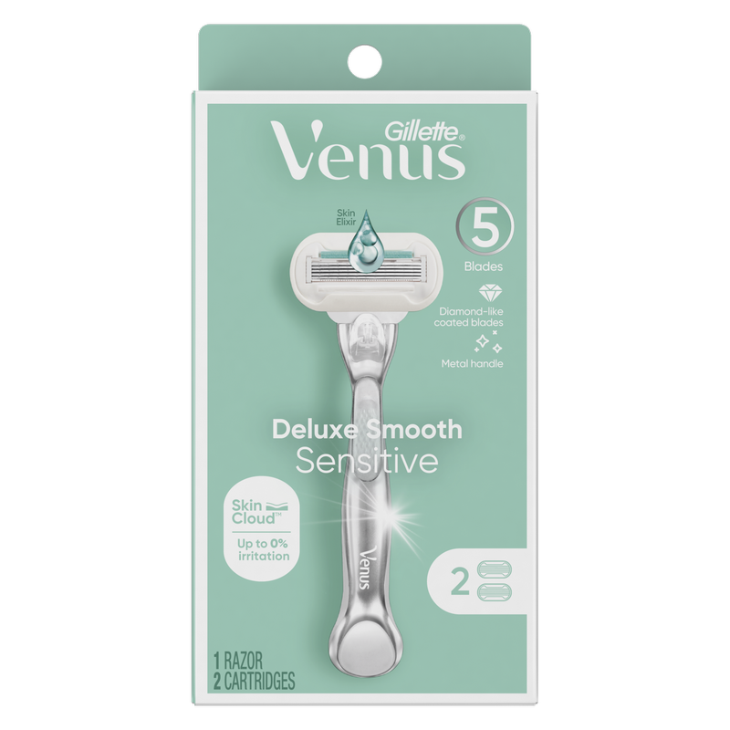 Venus Deluxe Smooth Sensitive Women's Razor + 2 Razor Blade Refills ...