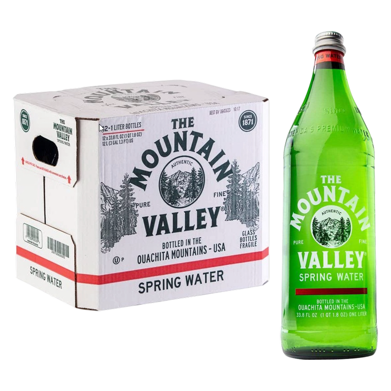 Mountain Valley Spring Water 12pk 1L Glass Bottle- XL - Mountain Valley Spring Water – BevMo!
