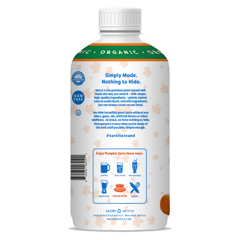 MALK Organic Pumpkin Spice Almond 28oz Btl - MALK – BevMo!