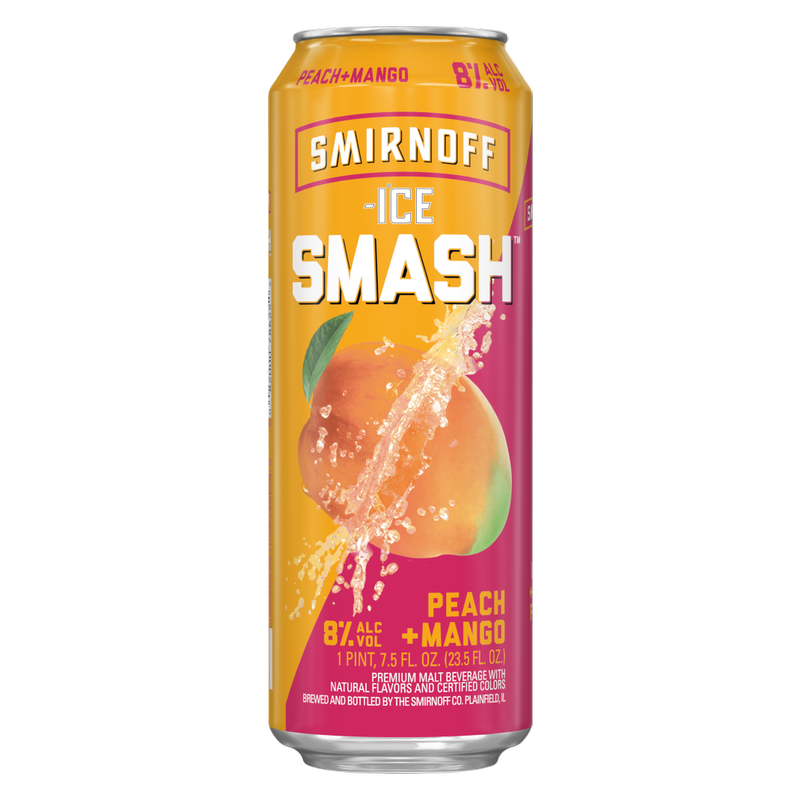 Smirnoff Ice Smash Peach Mango Single 23.5oz Can - Smirnoff – BevMo!
