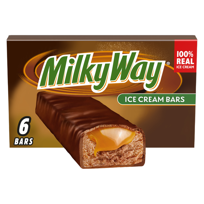 MILKY WAY Caramel and Chocolate Ice Cream Bars, 6 Pack, 2 Oz Bars ...