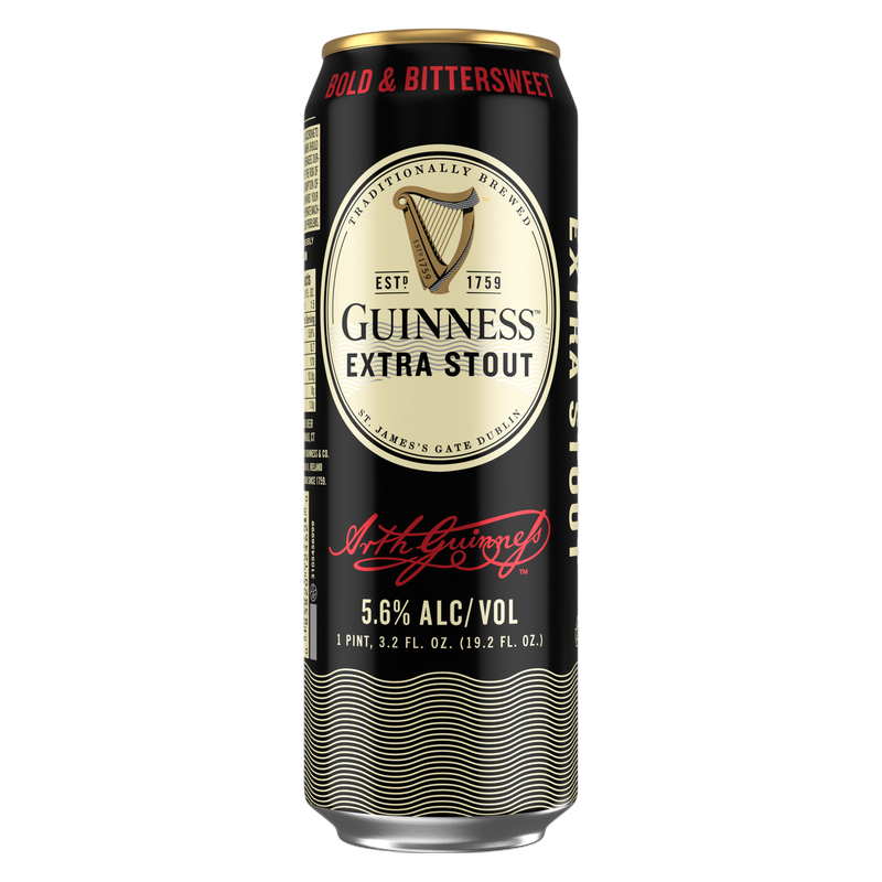 Guinness Extra Stout Single 19.2oz Can 5.6% ABV - Guinness – BevMo!