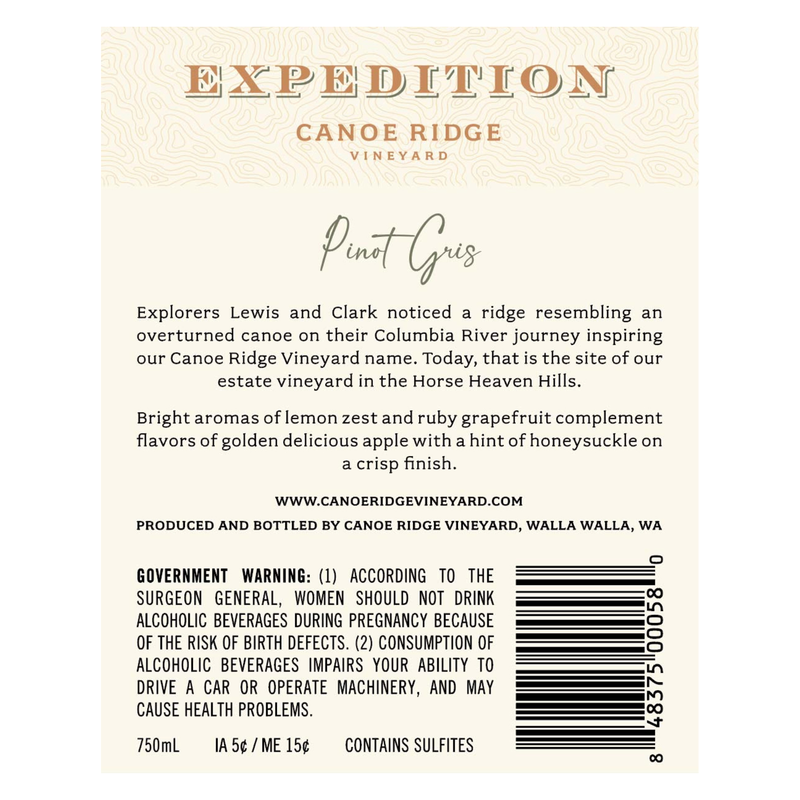 Canoe Ridge Expedition Pinot Gris 750ml – BevMo!