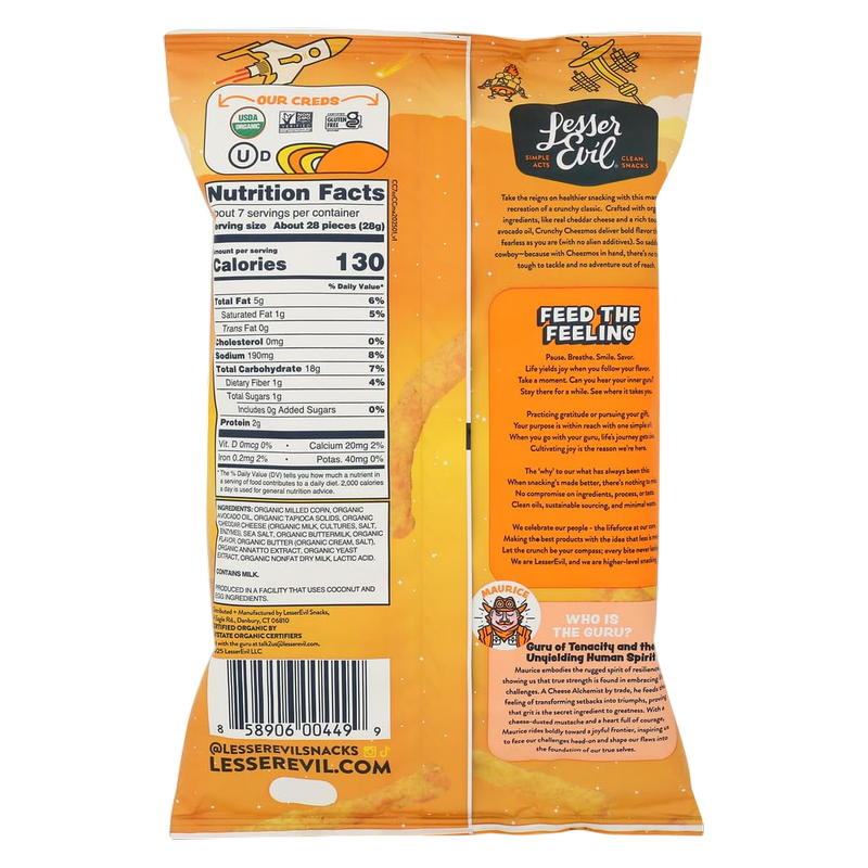 LesserEvil Crunch Cheezmos Cowboy Cheddar, 7oz - Lesser Evil – BevMo!