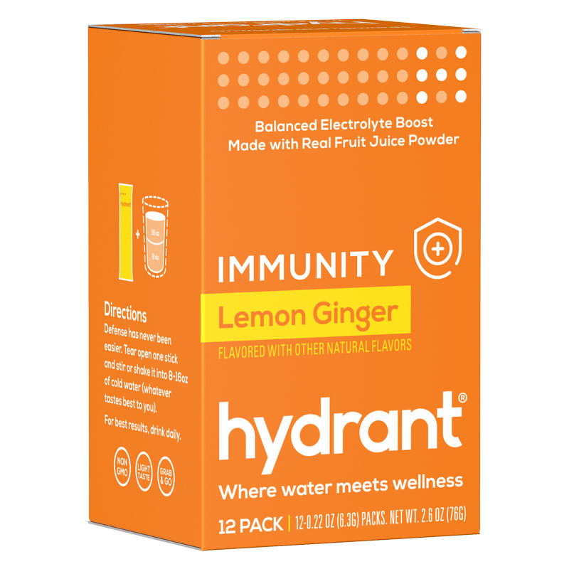 Hydrant Lemon Ginger + Immunity Hydration Mix 0.23oz 12ct - BevMo! – BevMo!