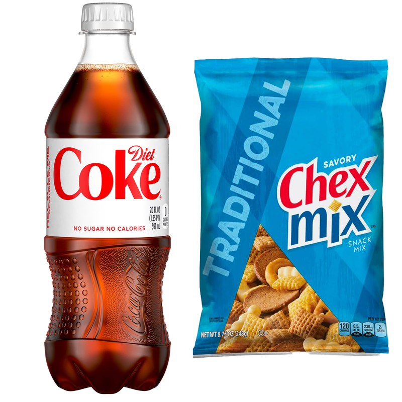 Diet Coke 20oz Btl and Chex Snack Mix Traditional 8.75oz - BevMo! – BevMo!