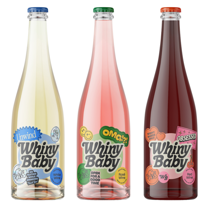 Whiny Baby Fizzy Rose, Red Wine, and White Wine Blend Bundle 750ml ...