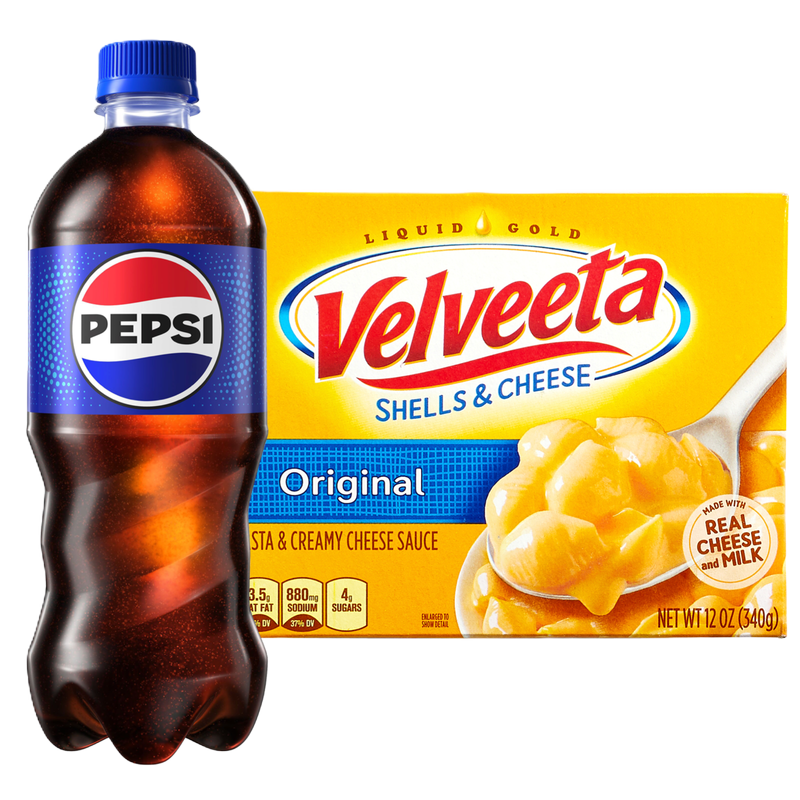 Velveeta Shells & Creamy Cheese Sauce 12oz & Pepsi 20oz Btl - BevMo ...