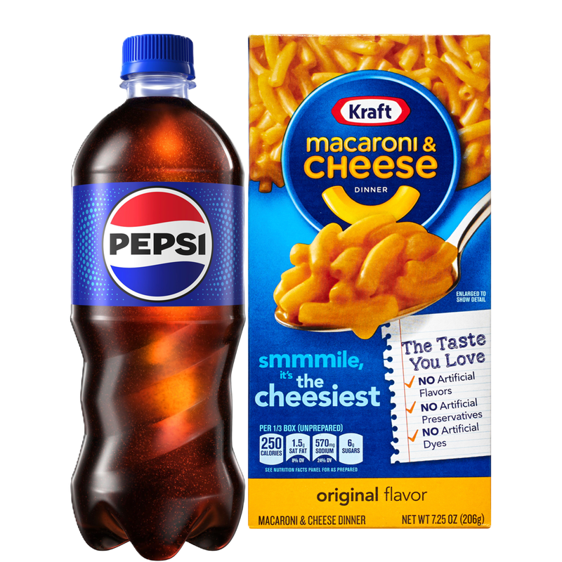 Kraft Original Flavor Macaroni & Cheese Dinner 7.25oz & Pepsi 20oz Btl ...