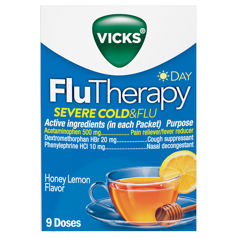 Vicks FluTherapy Day Honey Lemon Hot Drink 9ct - Vicks – BevMo!